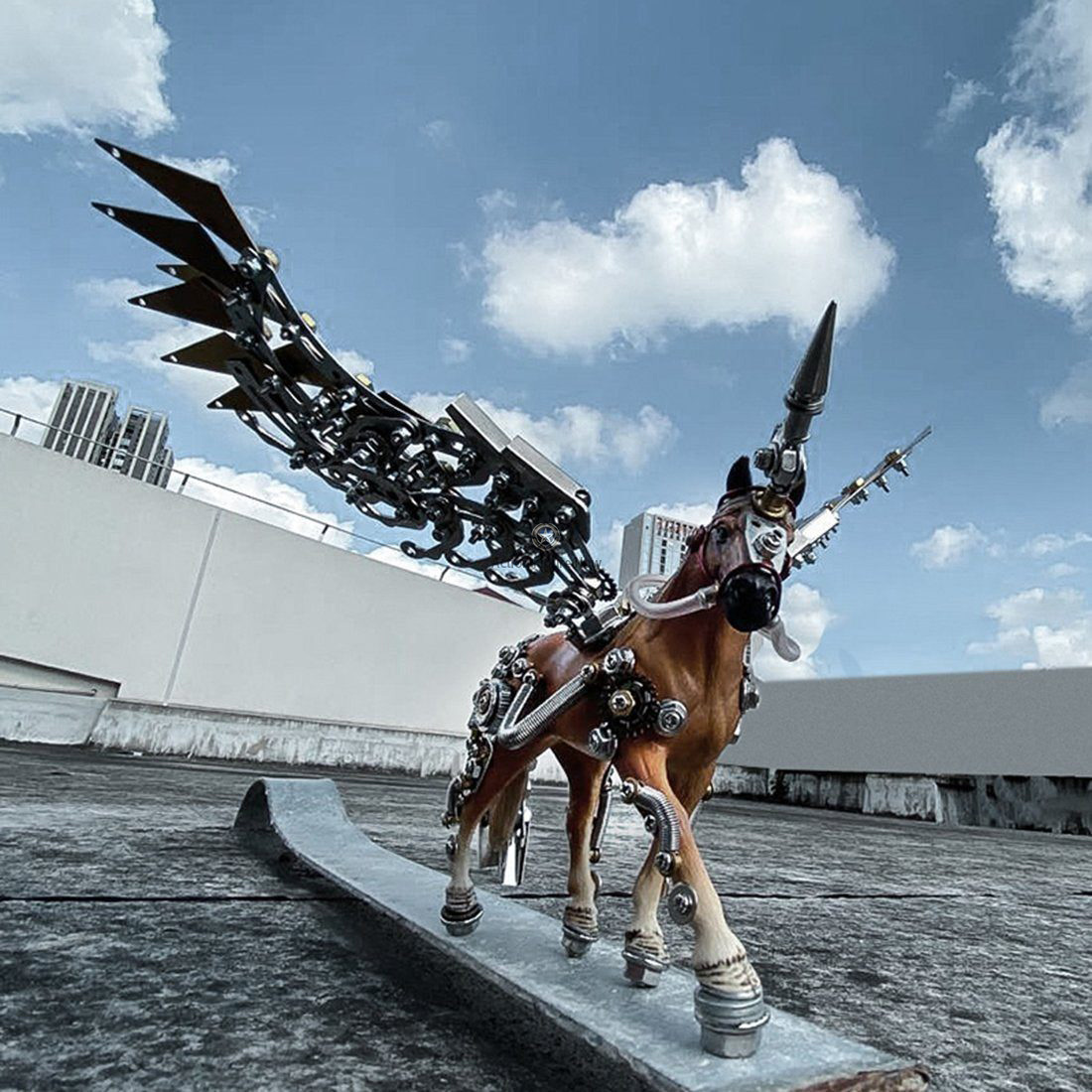 DIY 3D Assembly Metal Mechanical Winged Unicorn Model Kit