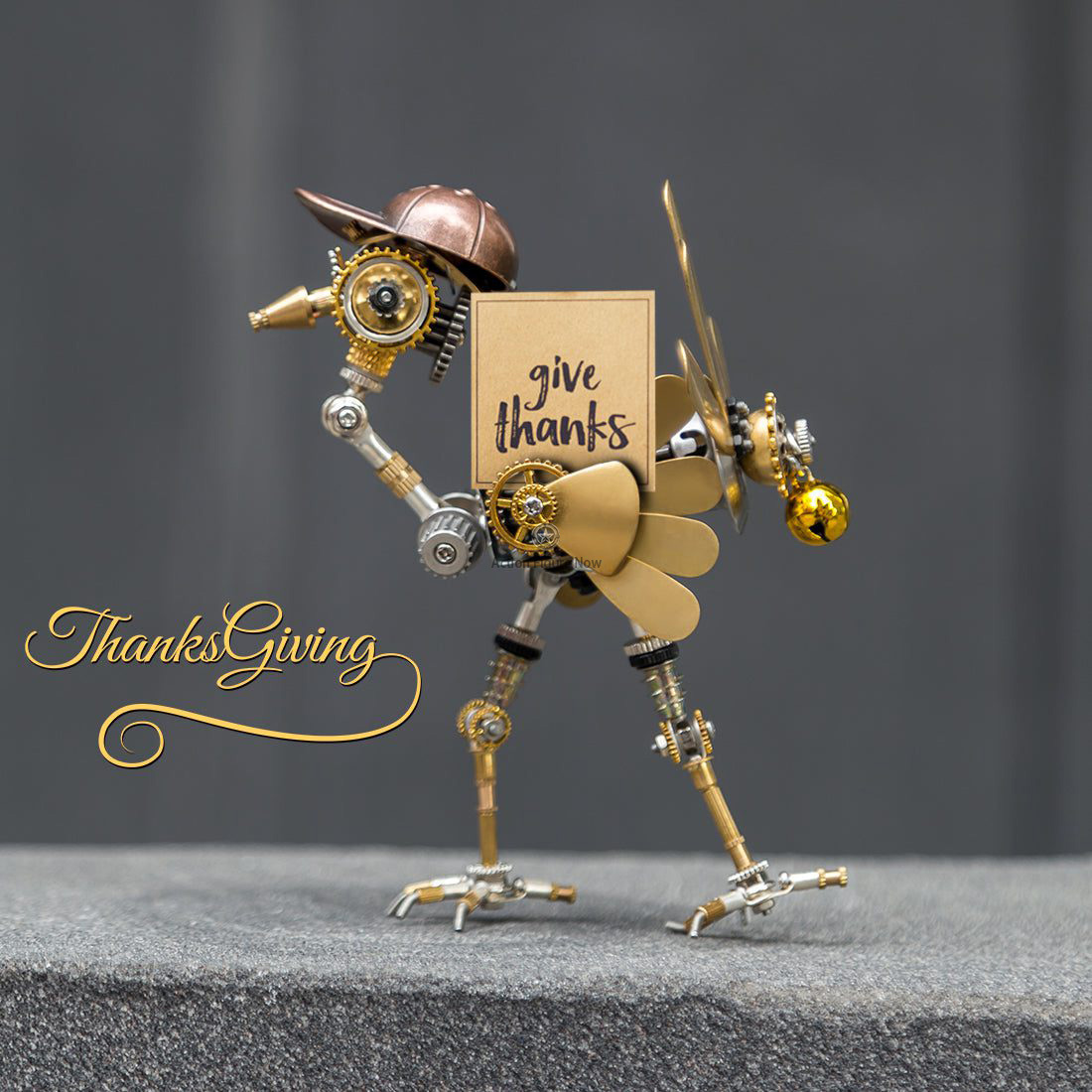 Steampunk Newsboy Turkey with Cap - 280-Piece 3D Metal Puzzle Kit