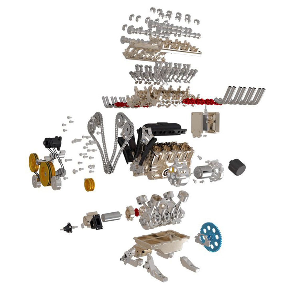 V8 Engine 3D Metal Mechanical Engine Model: 500+ Piece Science ...