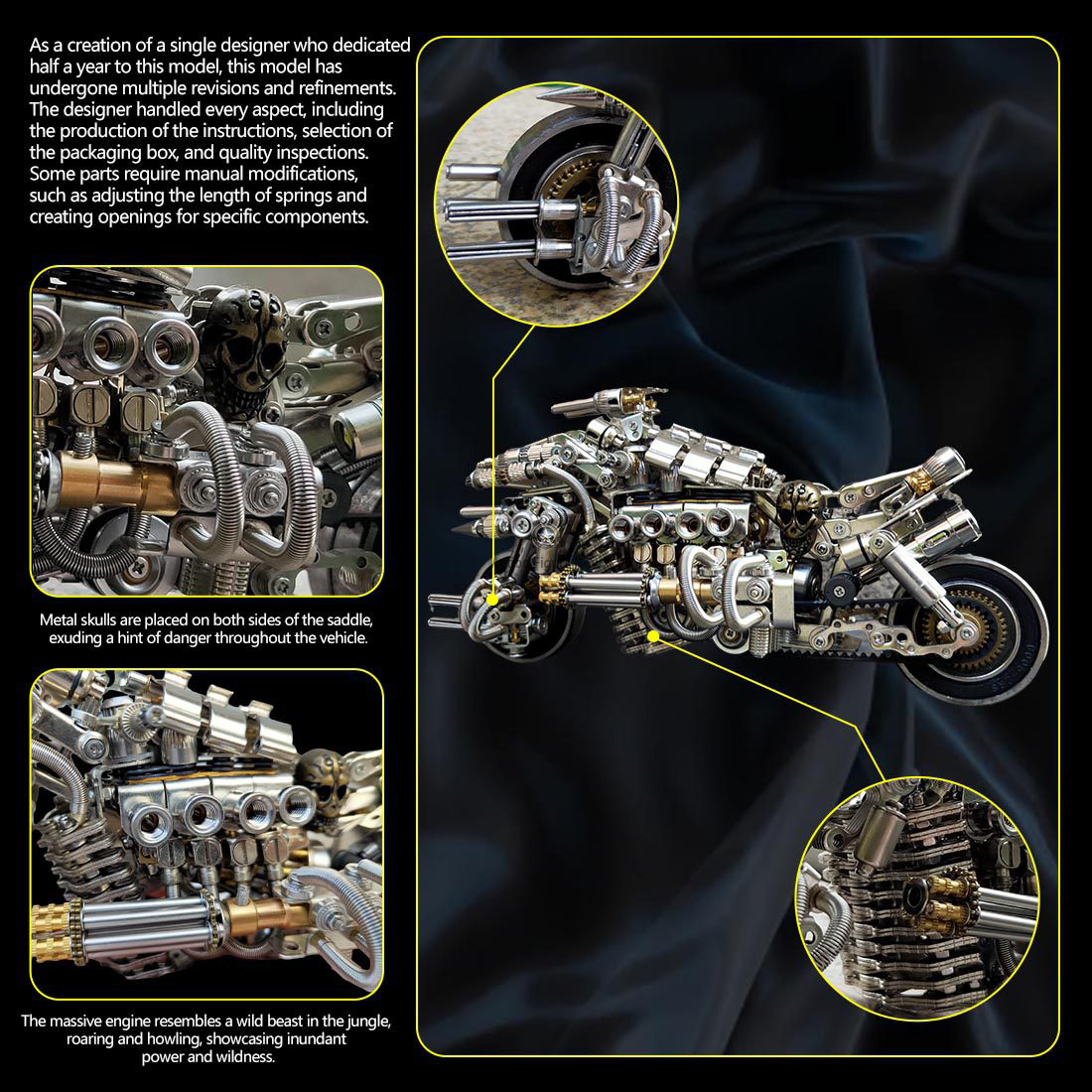 900-Piece Pursuit Motorcycle 3D Metal Puzzle Kit: Gift for Bikers and a ...