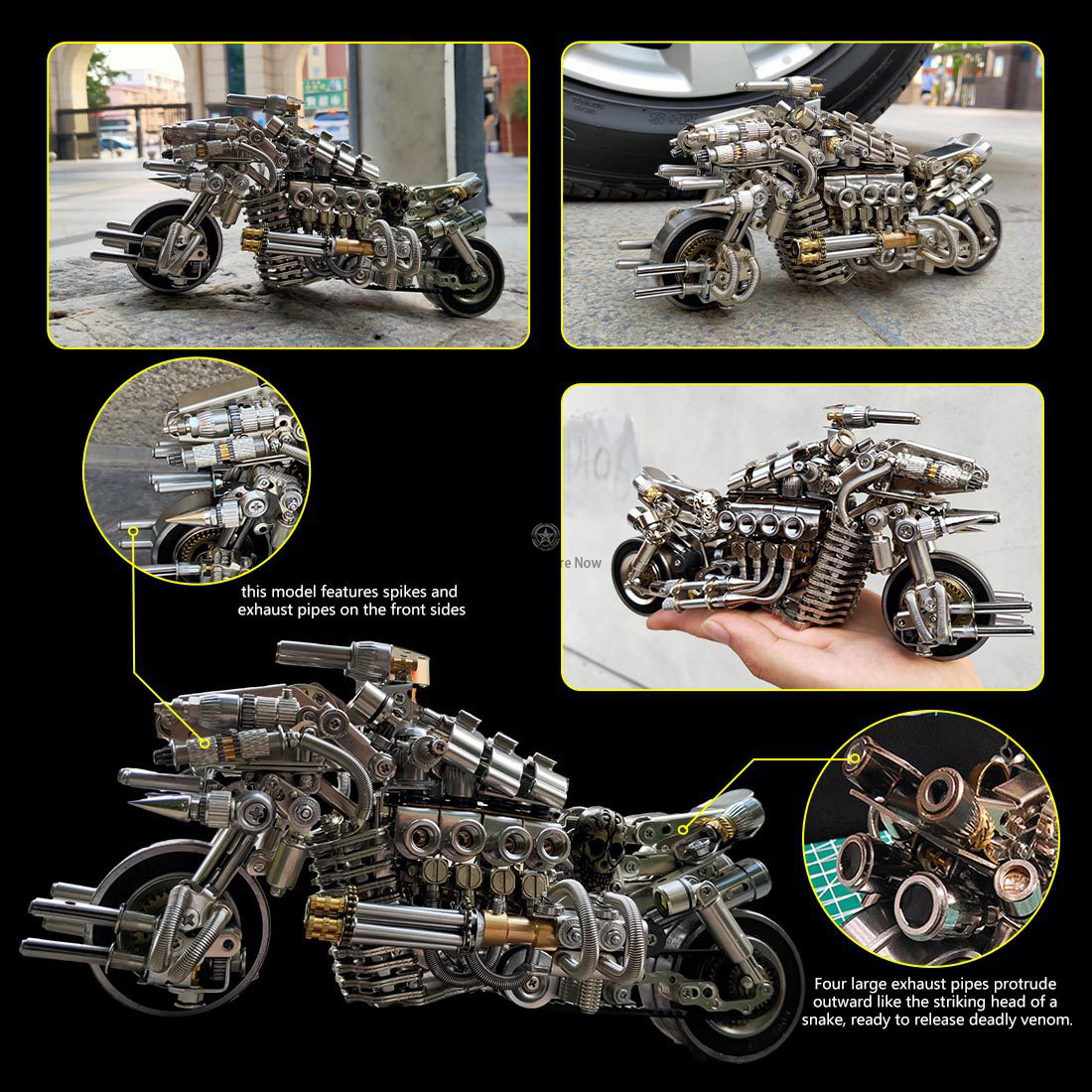 900-Piece Pursuit Motorcycle 3D Metal Puzzle Kit: Gift for Bikers and a ...