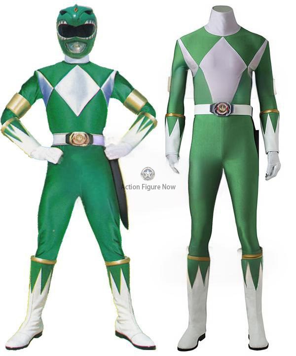 Green Ranger Tommy Oliver Cosplay Outfit - Shieldless Mighty Morphin ...