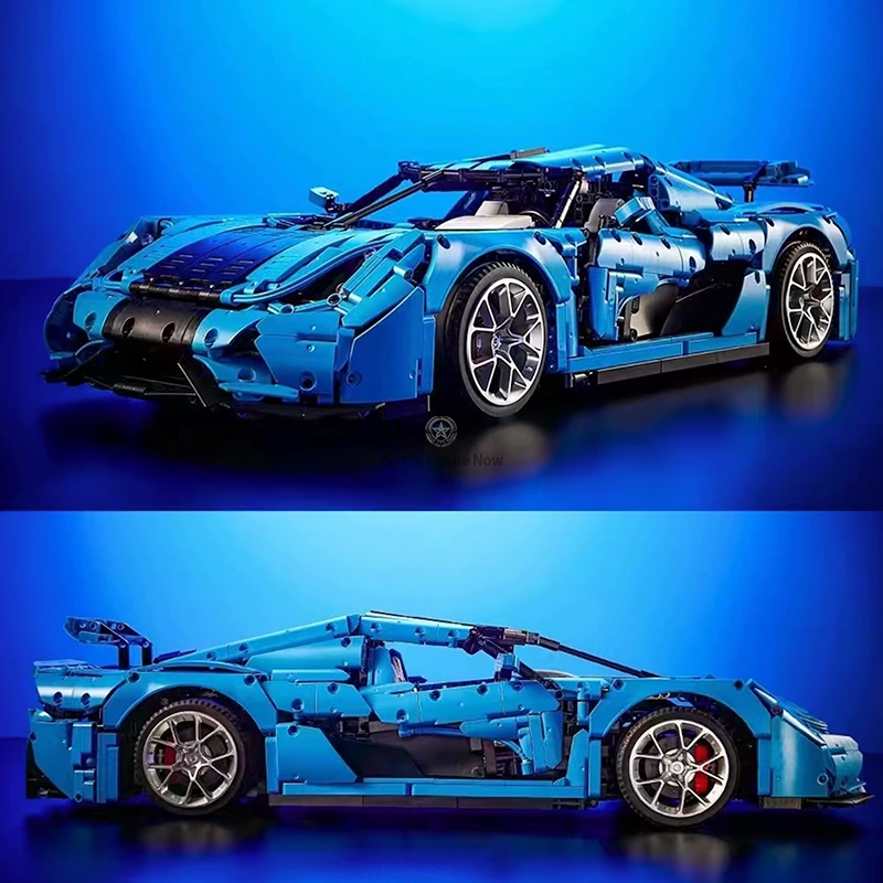 Electric Blue Koenigsegg Jesko Hypercar Building Blocks 4401pcs