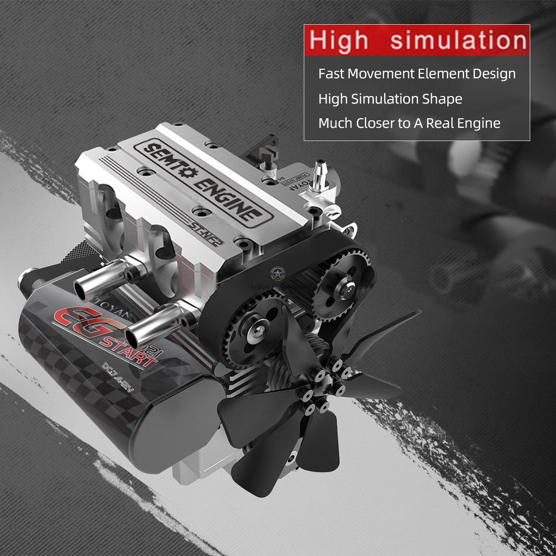 SEMTO Engine Model Kit ST-NF2: 7.0cc Mini Four-Stroke Double-Cylinder ...