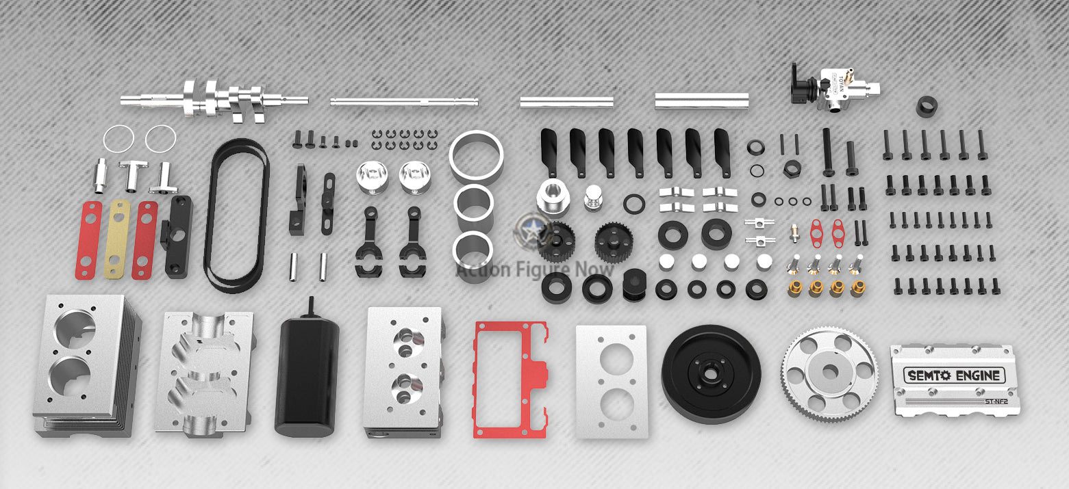 SEMTO Engine Model Kit ST-NF2: 7.0cc Mini Four-Stroke Double-Cylinder ...