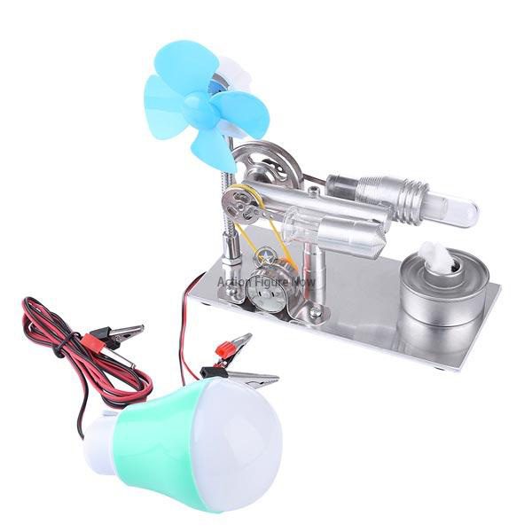 Stirling Engine Model with Fan and Light Bulb Science Educational Toy