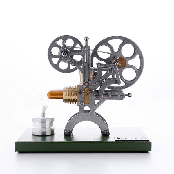 Stirling Engine Model Kit with Retro Film Projector Design and Metal Base